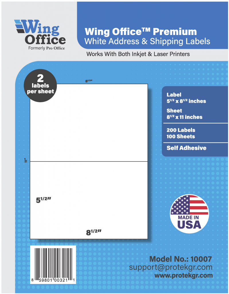 Wing Office 8.5 X 5.5 Premium Shipping Labels – ProTEKgr